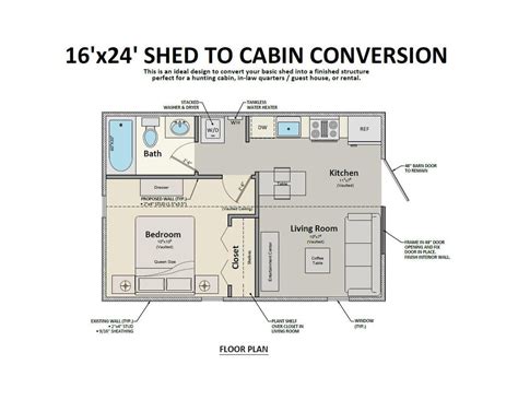 Shed To Cabin Conversion 16x24 Cabin 16x24 Shed Floor Plans