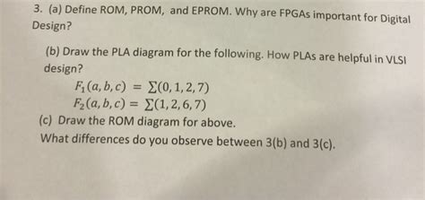 Solved Define ROM PROM And EPROM Why Are FPGAs Important Chegg Com