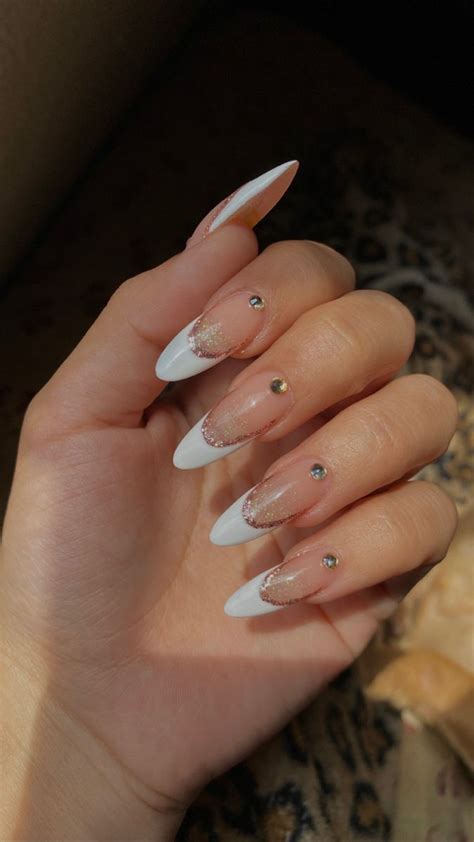 Uñas Francesas Con Brillo Manicura De Uñas Uñas Manicura