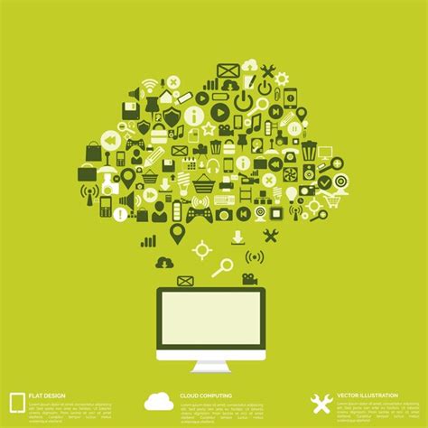 Premium Vector Flat Abstract Background With Web Icons Interface Symbols Cloud Computing