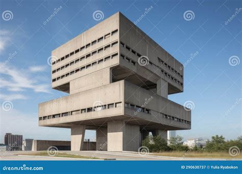 Brutalist Modern Building Concrete Generate Ai Stock Image 290630737