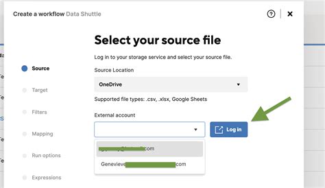 data shuttle source file can t be linked through ms one drive