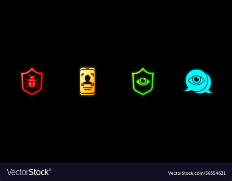 Set System Bug Mobile And Face Recognition Vector Image