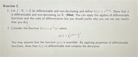 Solved Exercise 2.Let f:R→R ﻿be differentiable and | Chegg.com