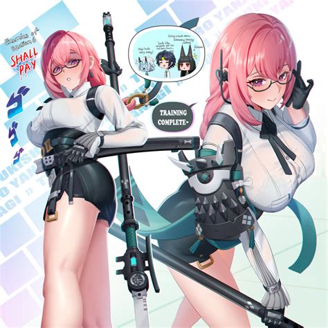 Rule 34 1girls Absurdres Adjusting Eyewear Asaba Harumasa Bare Legs Black Framed Eyewear Black