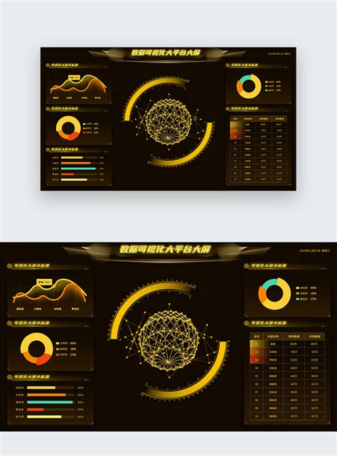 Yellow Technology Big Data Visualization Large Screen Ui Web Interface Template Imagepicture