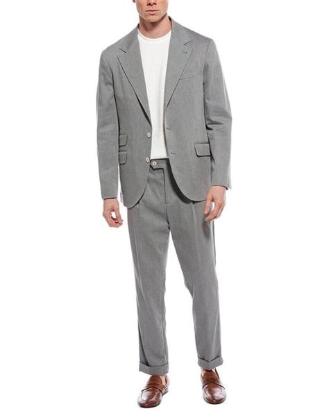 Brunello Cucinelli 2pc Suit With Pleated Pant In Grey For Men Lyst Uk