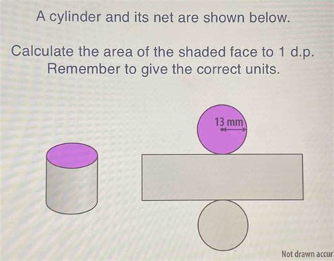 Solved A Cylinder And Its Net Are Shown Below Calculate The Area Of The Shaded Face To D P