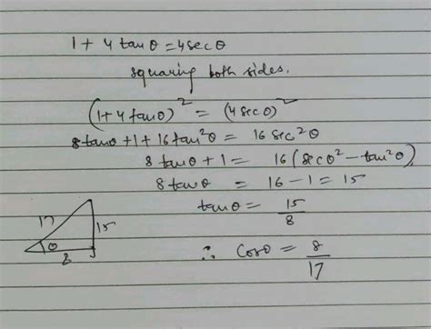 Begin Array L Text If 1 4 Tan Theta 4 Sec Theta Text Then Cos Theta