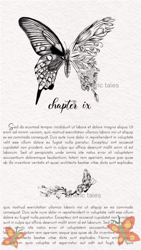 floral butterfly set for book chapter header design
