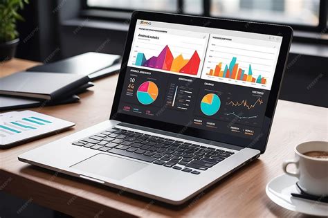 Kpi Business Analytics Dashboard On Laptop Computer Premium Ai Generated Image