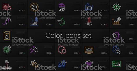 플로어 램프 Vip 인터넷 및 승인 된 문서 라인 아이콘 세트 디자인을 위해 벡터 5g에 대한 스톡 벡터 아트 및 기타 이미지