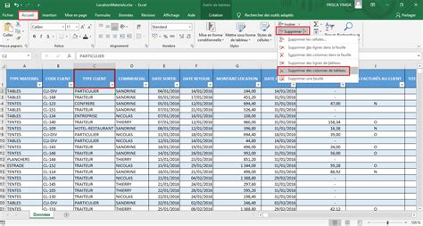 Supprimer Une Ligne Ouet Une Colonne De Tableau Excel