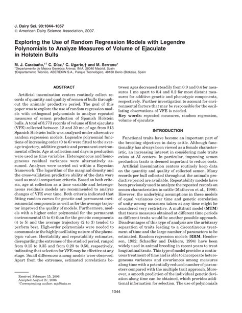 Pdf Exploring The Use Of Random Regression Models With Legendre
