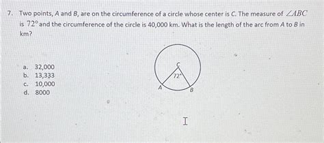Solved Two points, A and B, ﻿are on the circumference of a | Chegg.com