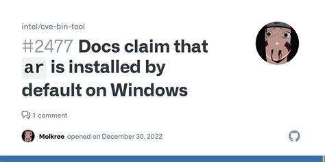 docs claim that `ar` is installed by default on windows · issue 2477
