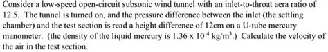 solved consider a low speed open circuit subsonic wind tunnel with an