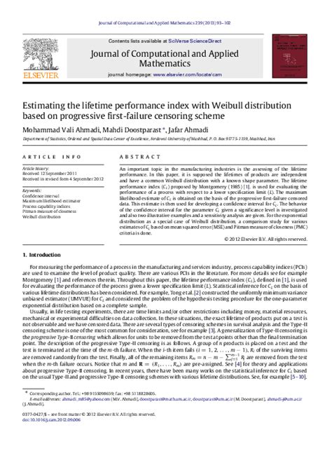 Pdf Estimating The Lifetime Performance Index With Weibull Distribution Based On Progressive