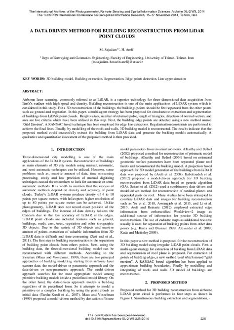 Pdf A Data Driven Method For Building Reconstruction From Lidar Point Clouds