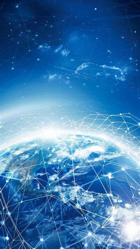 Global Communication Network Over Earth From Space Generative Ai Stock Illustration