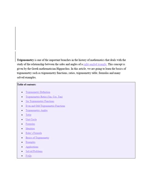 Trigonometry Pdf Trigonometric Functions Trigonometry