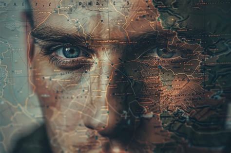 Premium Photo A Mans Face Is Shown In A Distorted Way With A Map Of