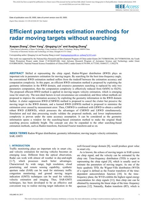 pdf efficient parameters estimation methods for radar moving targets