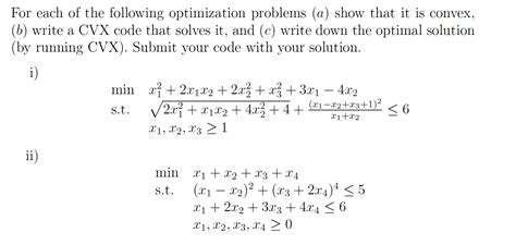 Solved For Each Of The Following Optimization Problems A Chegg