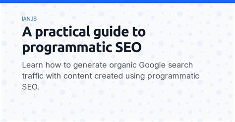 a practical guide to programmatic seo r programmaticseo