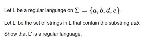 solved let l be a regular language on sigma {a b d e}