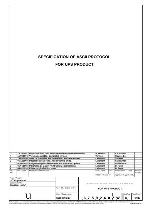 Pdf Specification Of Ascii Protocol For Ups … Protocols Mge 9260zw G