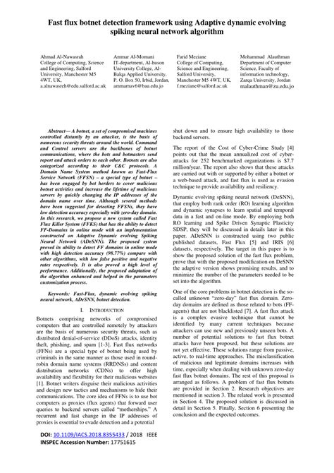 Pdf Fast Flux Botnet Detection Framework Using Adaptive Dynamic