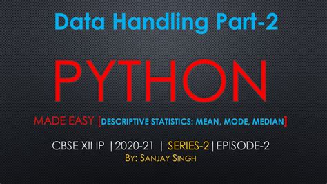 Part 11 Python Xii Ip 2020 21 Dataframes 6 Youtube