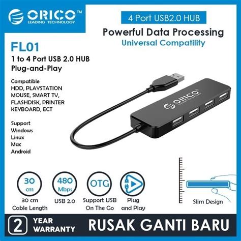 Usb Hub Orico FL01 4 Port FL 01 4 Port Usb 2 0 Black รบประกนอยางเปนทางการ Shopee Thailand