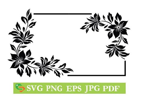 Floral Border Svg Flower Border Svg Flower Cut File Floral Svg Flower Bundle Svg Wedding