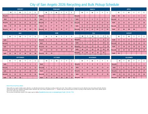 City Releases 2026 Recycling Bulk Pickup Calendars What To Know