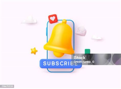 전화기 화면의 알림 벨 아이콘입니다 Reminder 3d Illustration 부동 요소가 있는 알림 페이지 D 웹 벡터 일러스트레이션 3차원 형태에 대한 스톡 벡터 아트