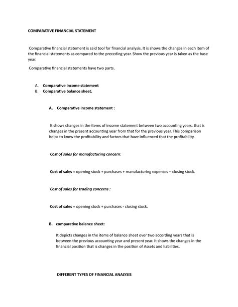 Comparative Financial Analysis Comparative Financial Statement