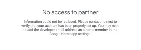 Google Nest Integration Configuration Error No Access To Partner Third Party Integrations