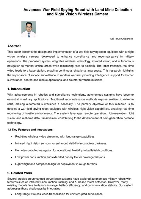 Pdf Advanced War Field Spying Robot With Land Mine Detection And Night Vision Wireless Camera