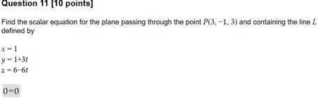 Solved Find The Scalar Equation For The Plane Passing Chegg