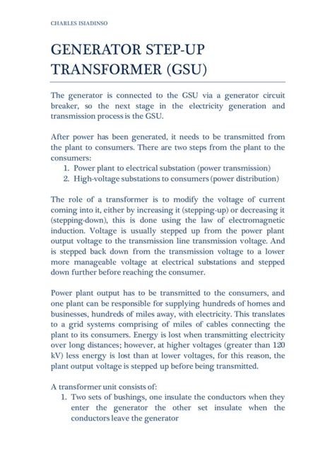 4 Generator Step Up Transformer Docx Consumer Electronics Technology And Computing