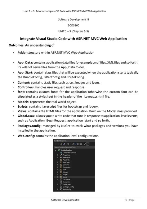 Aspnet Mvc Integration Software Development Iii Sod316c Unit 1 3