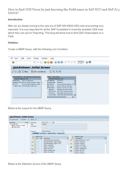 How To Find Cds Views By Just Knowing The Field Name In Sap Ecc And Sap