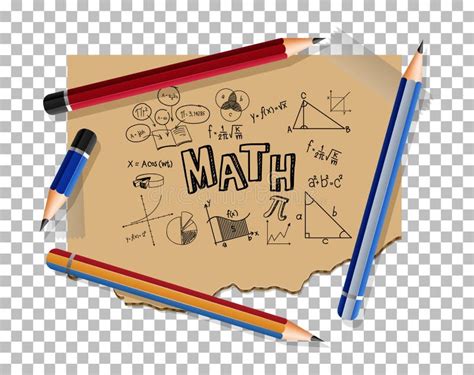 Doodle Math Formula With Mathematics Font On Notebook Page Stock Vector