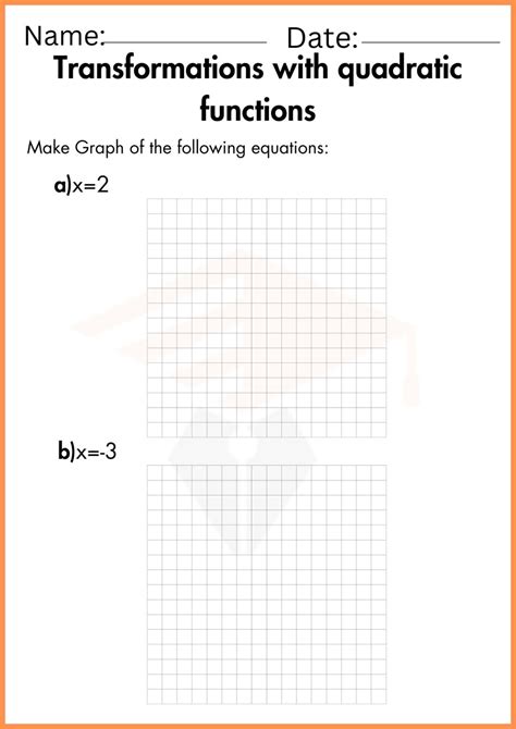 Transformations With Quadratic Functions Worksheets