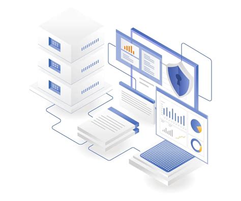 Premium Vector Flat Isometric Illustration Concept Cloud Server Analysis Data