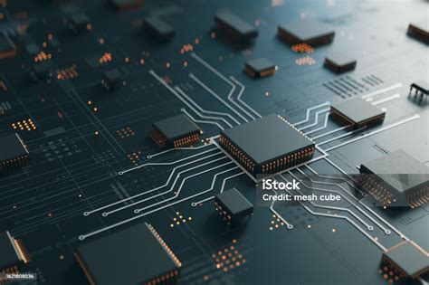 컴퓨터 마더보드와 반도체 3d 렌더링의 개념을 가진 기술 배경 반도체에 대한 스톡 사진 및 기타 이미지 반도체 머더보드