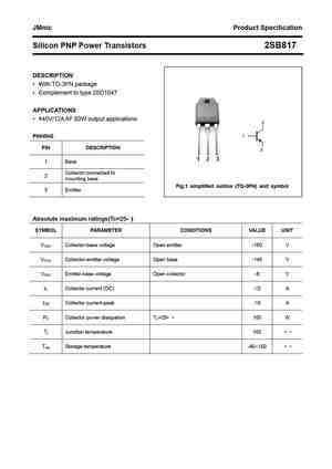 2SB817 Datasheet and Replacement, Transistor Equivalent Finder, Cross ...