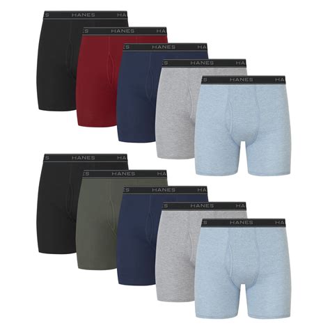 Hanes Mens Cotton Boxer Brief Underwear Pack 10 Pack